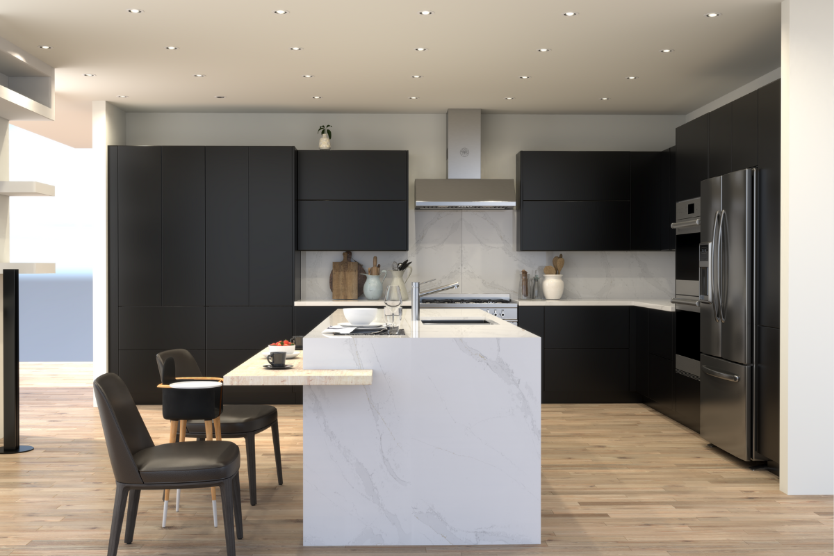 Lacquer Matte Black - RTA - European Style Kitchen Cabinets - RTA